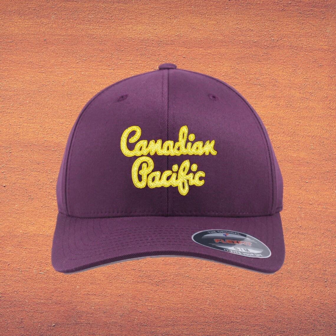 Canadian Pacific Script 1950's Gold Lettering Maroon Flexfit Cap - Etsy
