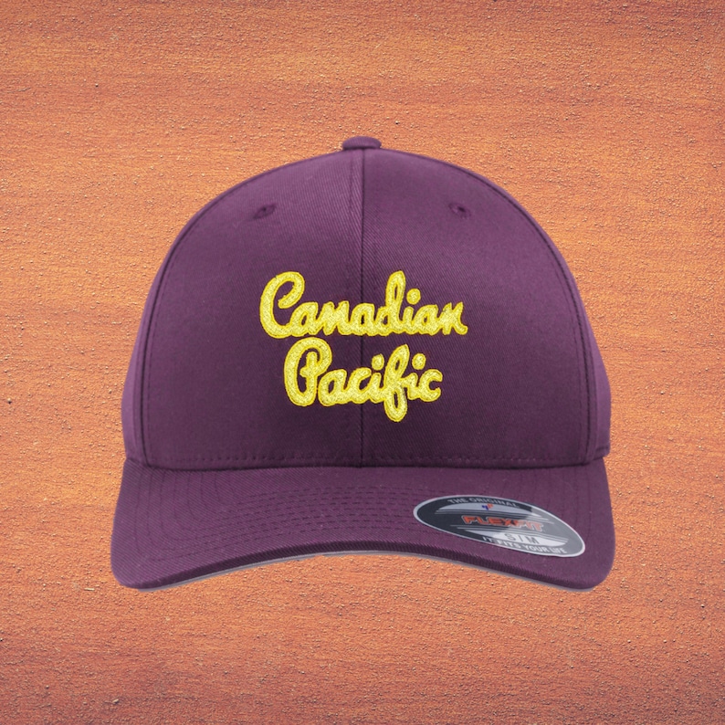 Canadian Pacific Script 1950's Gold Lettering - Maroon Flexfit Cap - Etsy