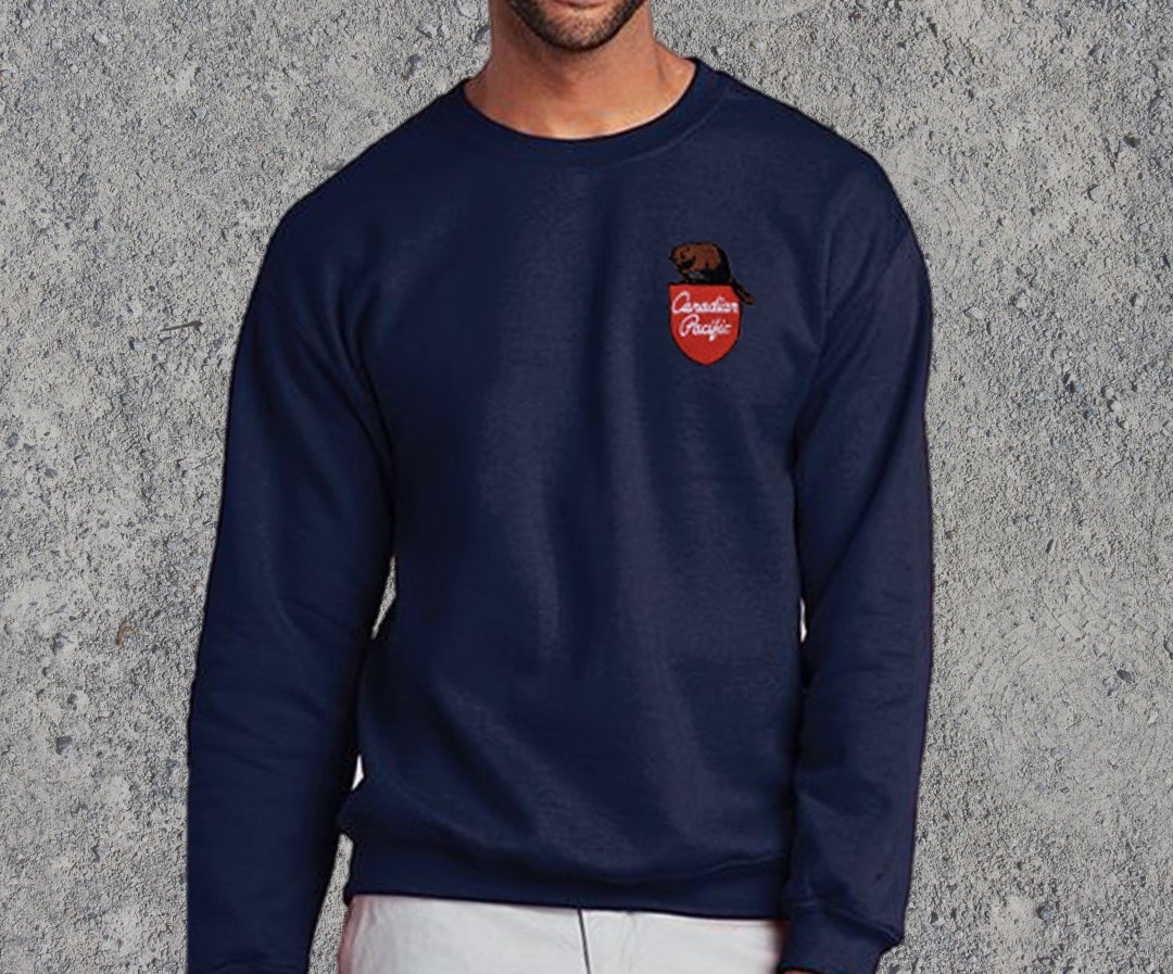 Canadian Pacific 1960s Beaver Shield Navy Blue Sweatshirt, Train Lover ...