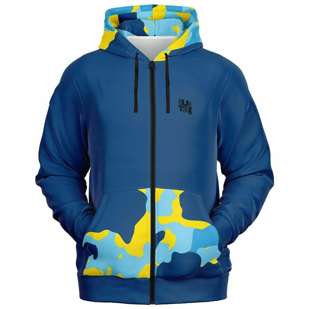 Basketball Zip up Hoodie Jacket Blue Duntalk bench Mob Camo Gift for ...