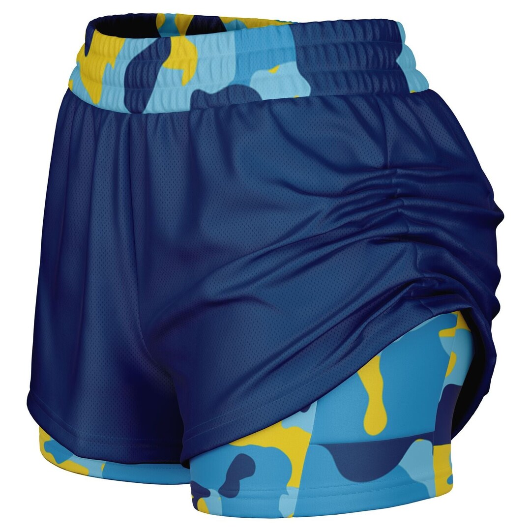 2in-1 Shorts -blue Camo Workout Shorts for Running, Gym or Yoga ...