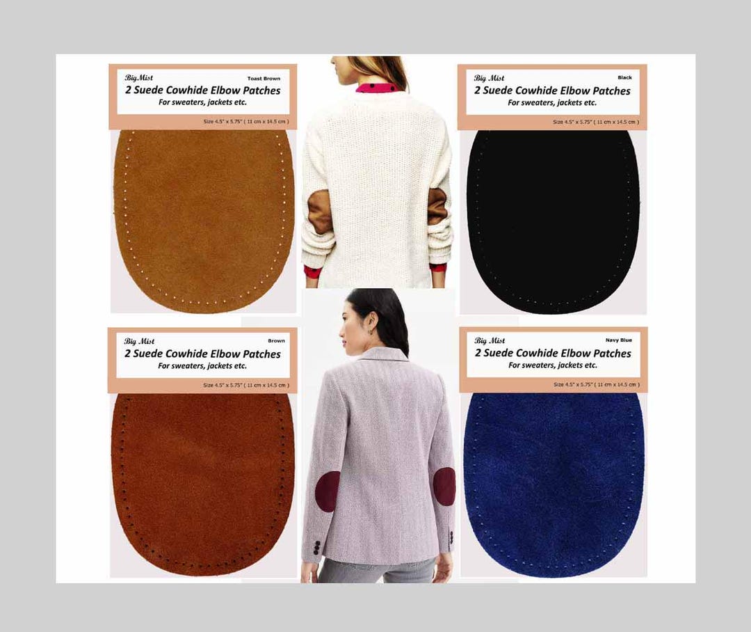 Medium Suede Elbow Patches: Genuine Leather Sew-on Jacket Repair (pair ...