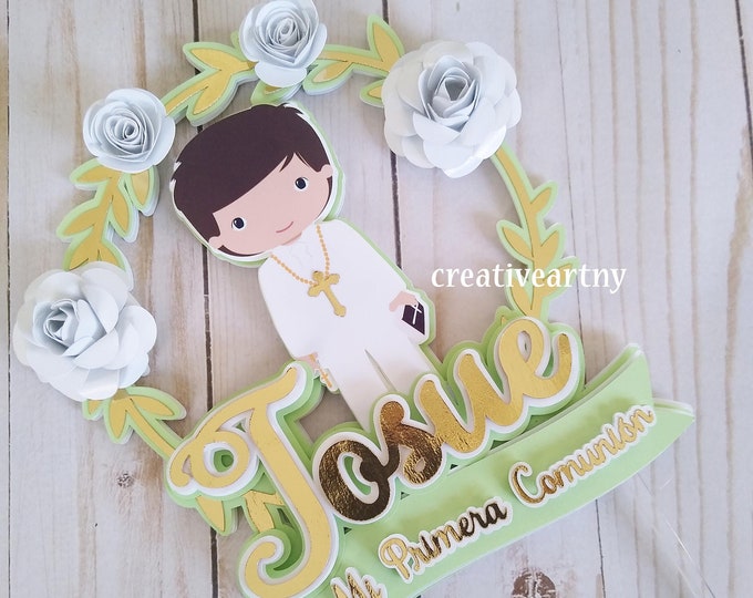 First Communion Cake Topper,first Communion Boy, Personalized Communion ...