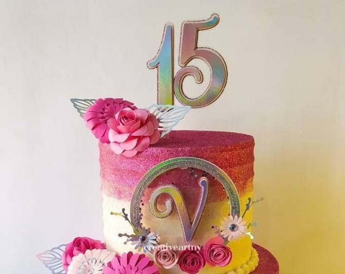 Quinceanera Cake Topper,15th Birthday Cake Topper, Happy 15th Birthday ...