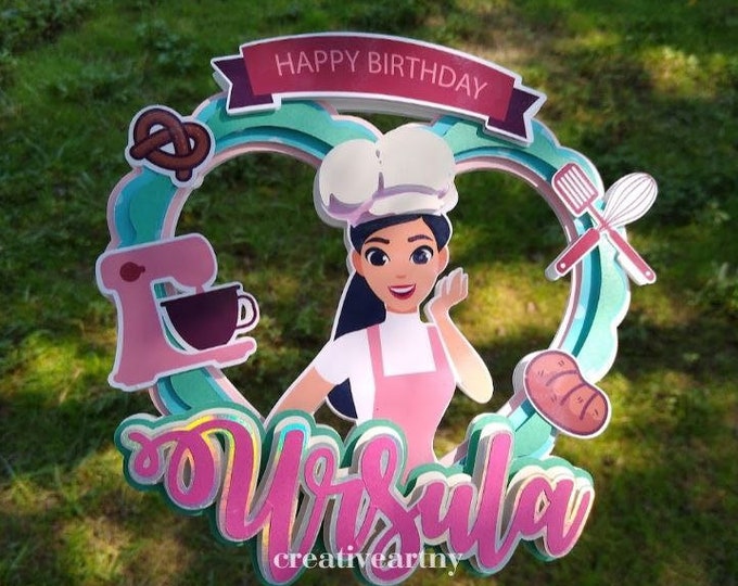 Baking Birthday Cake Topper, Chef Theme, Bakery Party Decor, Baker ...