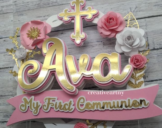 First Communion Cake Topper,first Communion Girl, Personalized ...
