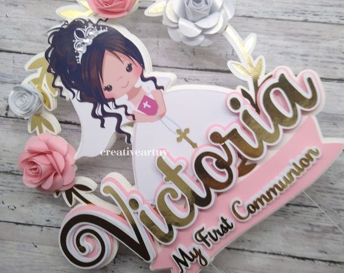 First Communion Cake Topper,first Communion Girl, Personalized ...
