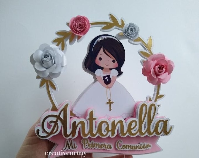 First Communion Cake Topper,first Communion Girl, Personalized ...