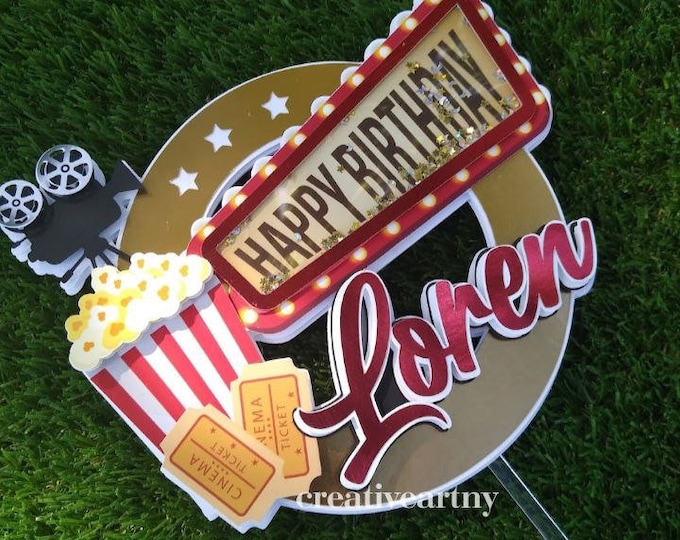 Movie Night Cake Topper, Movie Night Party Movie Time Cake Topper ...
