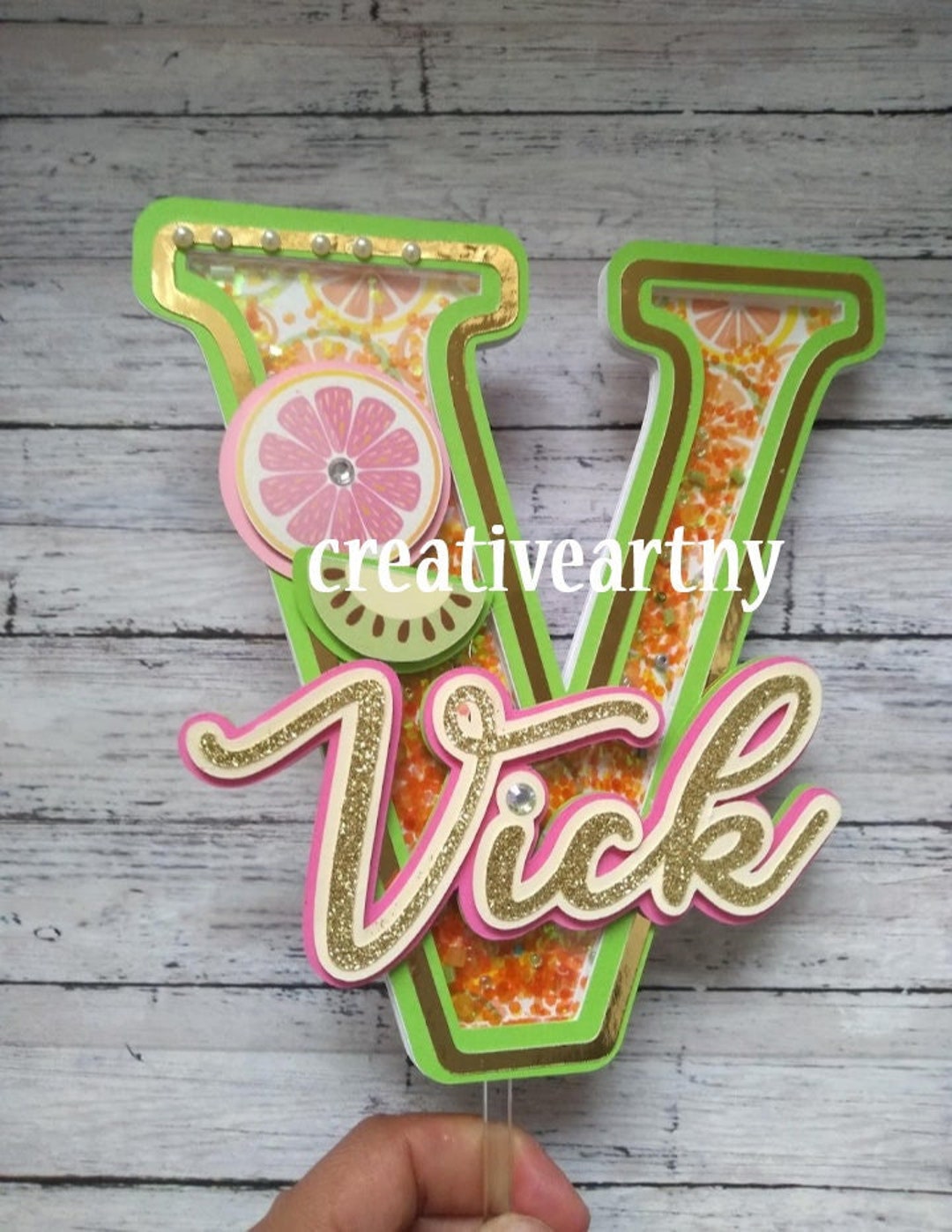 Custom Cake Topper, Letter Cake Topper, Fruits Cake Topper, Summer Cake ...