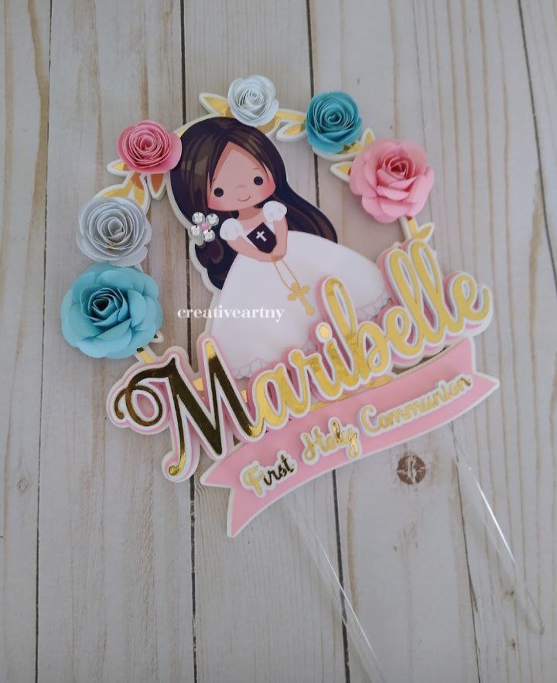 First Communion Cake Topper,first Communion Girl, Personalized ...