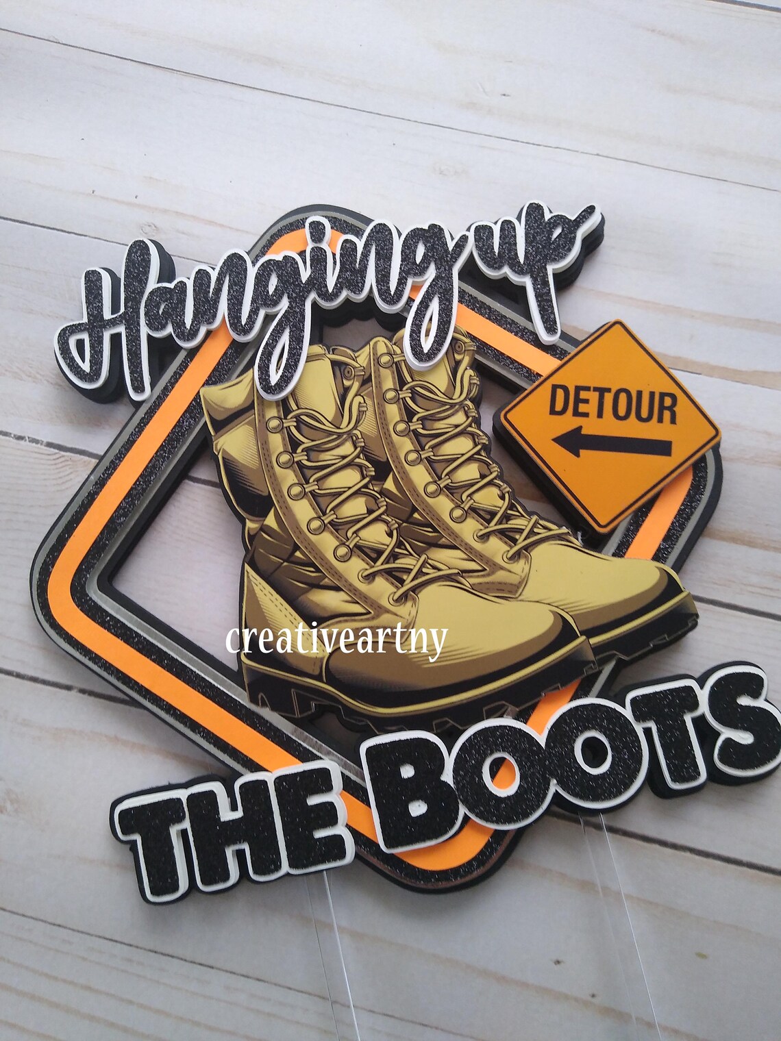 Hanging up the Boots Cake Topper, Retirement Construction - Etsy