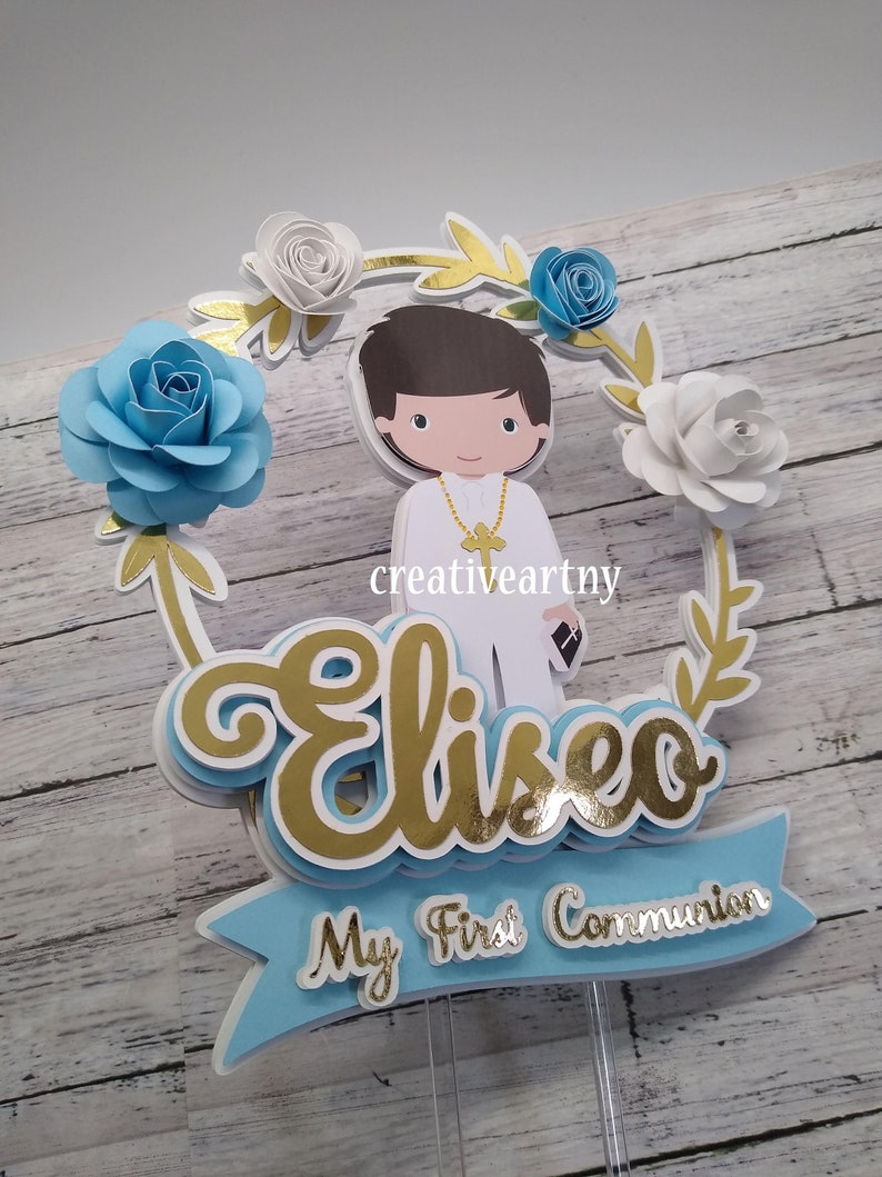 First Communion Cake Topperfirst Communion Boy Personalized - Etsy