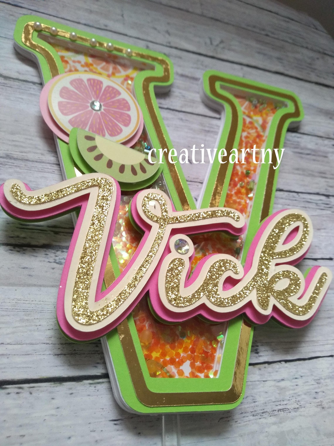 Custom Cake Topper Letter Cake Topper Fruits Cake Topper - Etsy