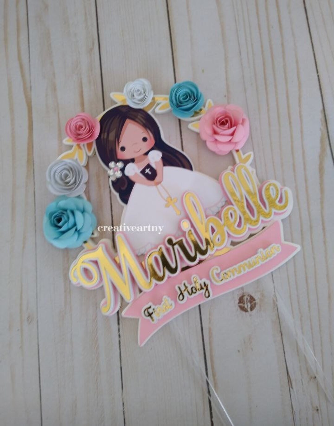 First Communion Cake Topper,first Communion Girl, Personalized ...