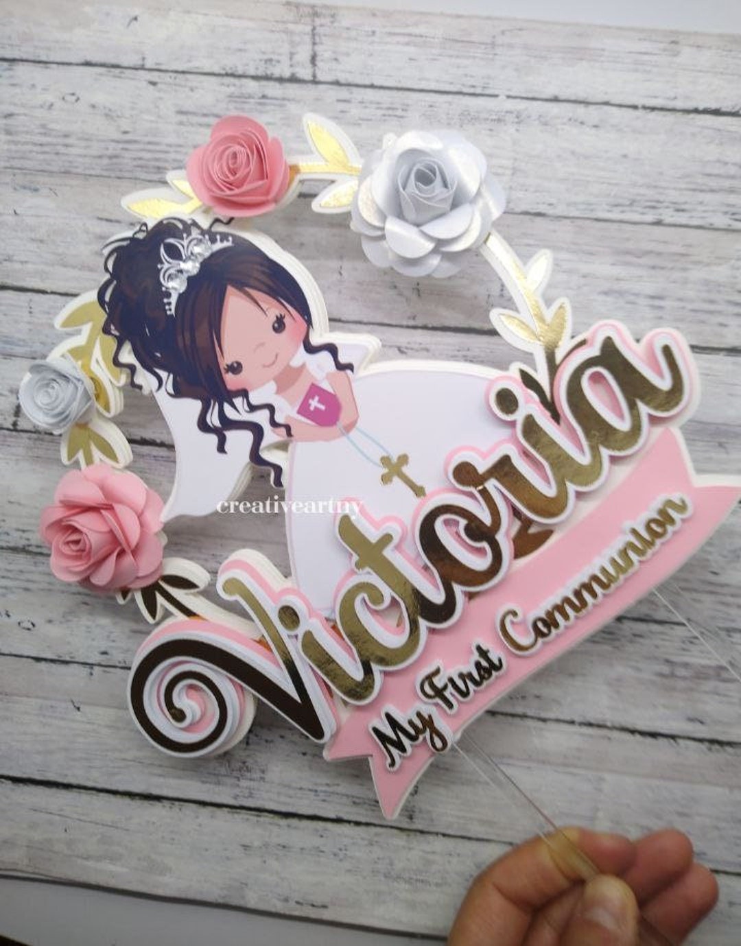 First Communion Cake Topper,first Communion Girl, Personalized ...