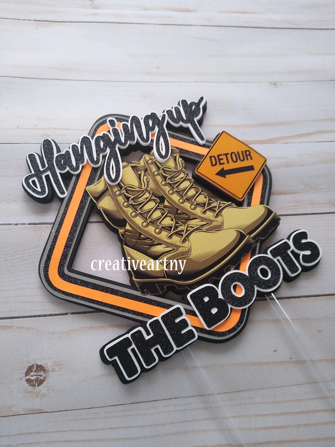 Hanging up the Boots Cake Topper, Retirement Construction - Etsy