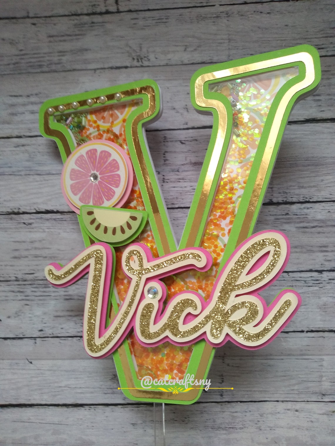 Custom cake topper letter cake topper fruits cake topper | Etsy