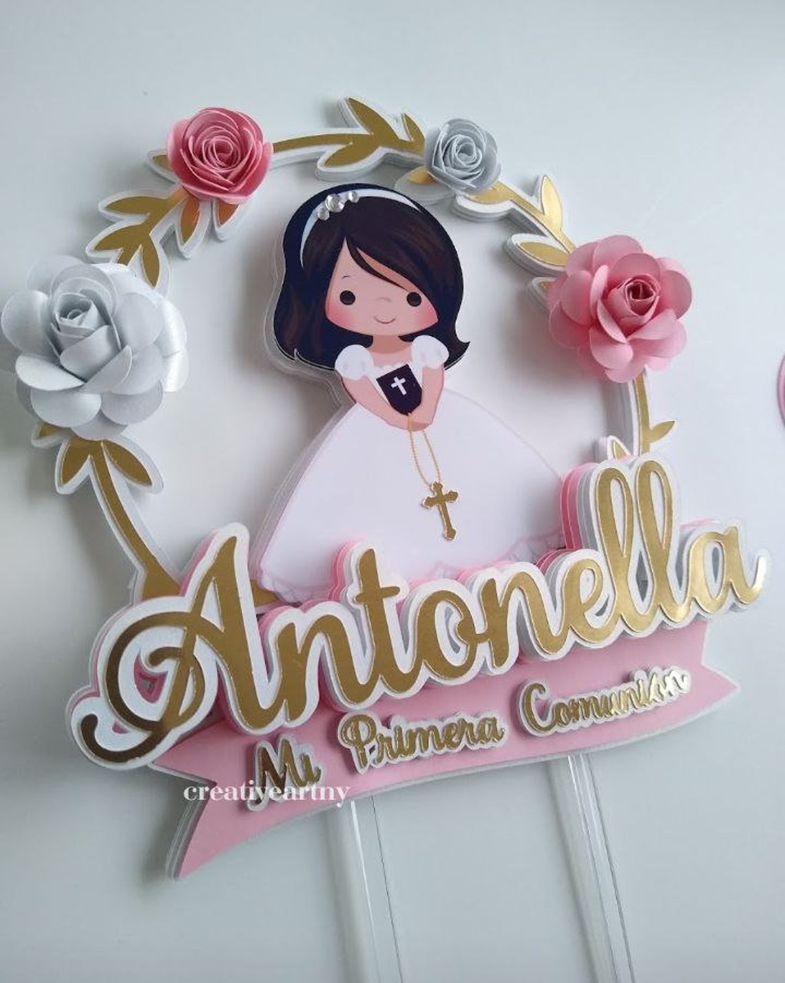 First Communion Cake Topperfirst Communion Girl Personalized - Etsy