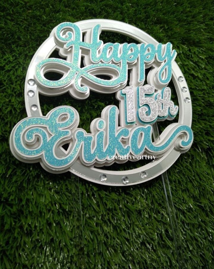 Quinceanera Cake Topper,15th Birthday Cake Topper, Happy 15th Birthday ...