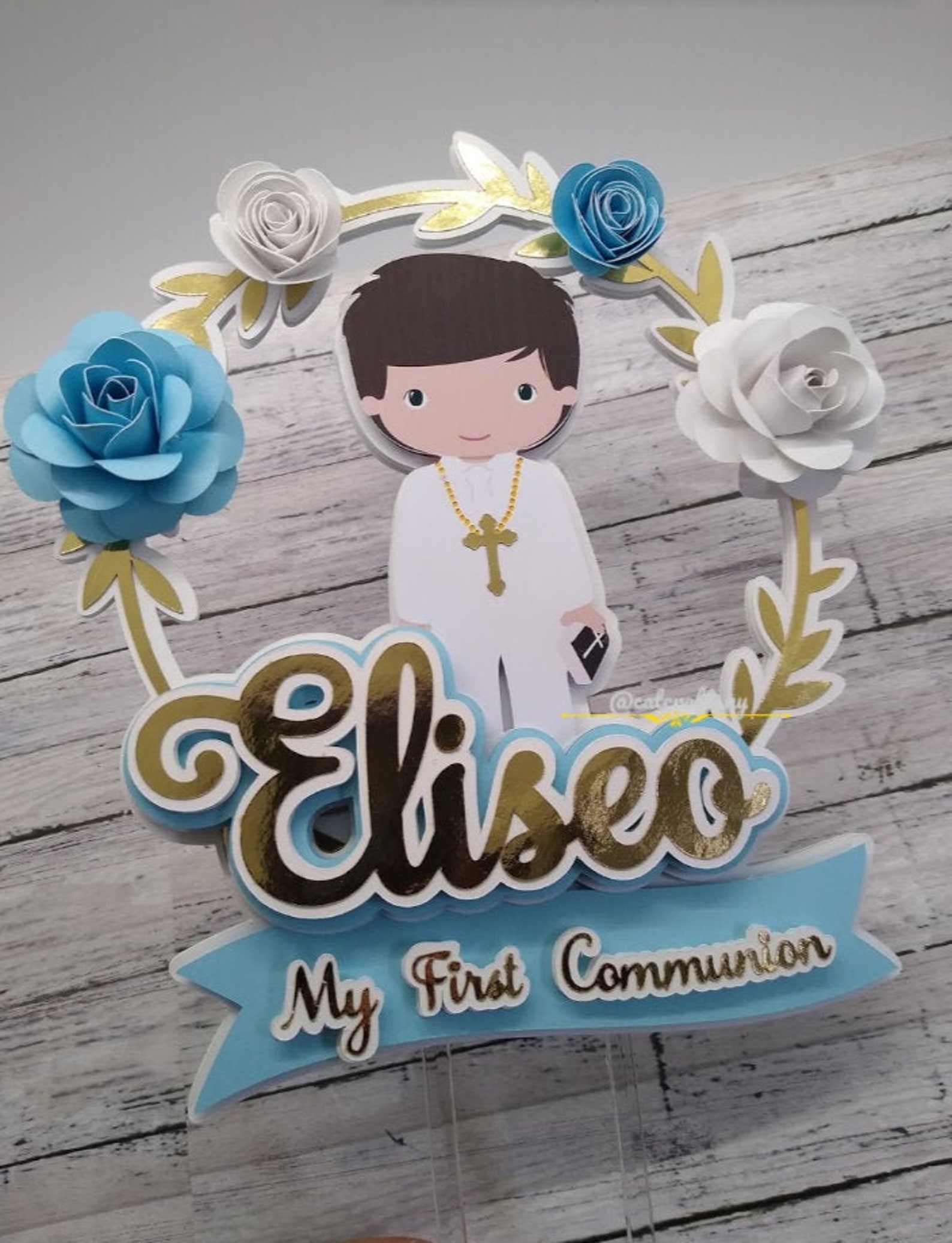 First Communion Cake Topperfirst Communion Boy Personalized | Etsy