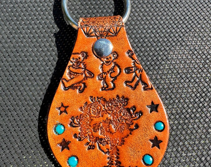 Grateful Dead Leather Keychain - Etsy
