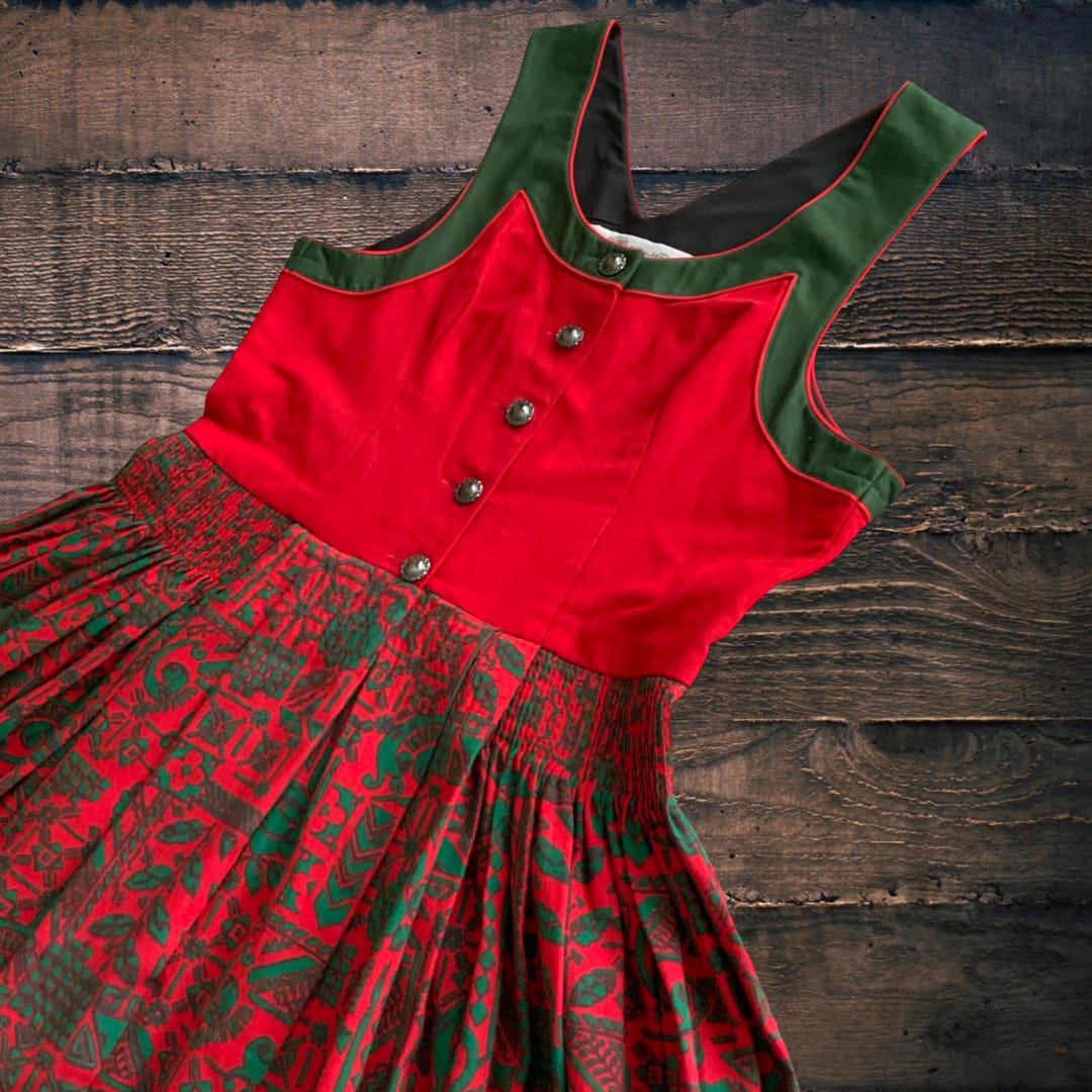 Gorgeous Vintage Dirndl Dress Red Green Dirndl, Trachten, Prairie ...