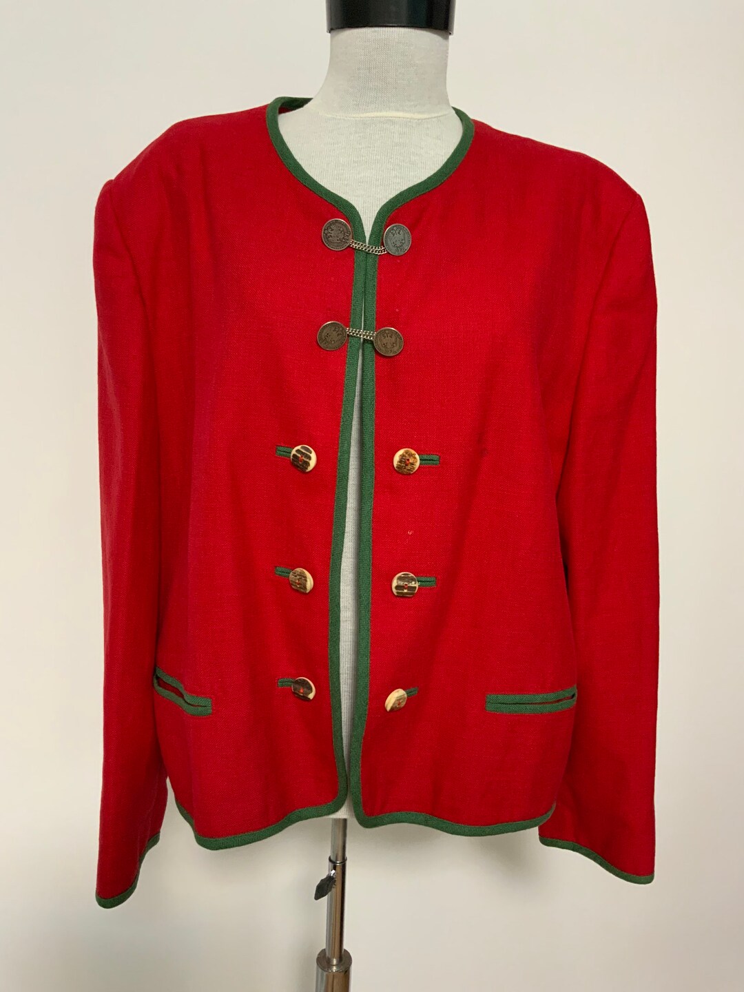 German Dirndl Blazer, Oktober Fest Jacket, Red Dirndl Blazer, Trachten ...