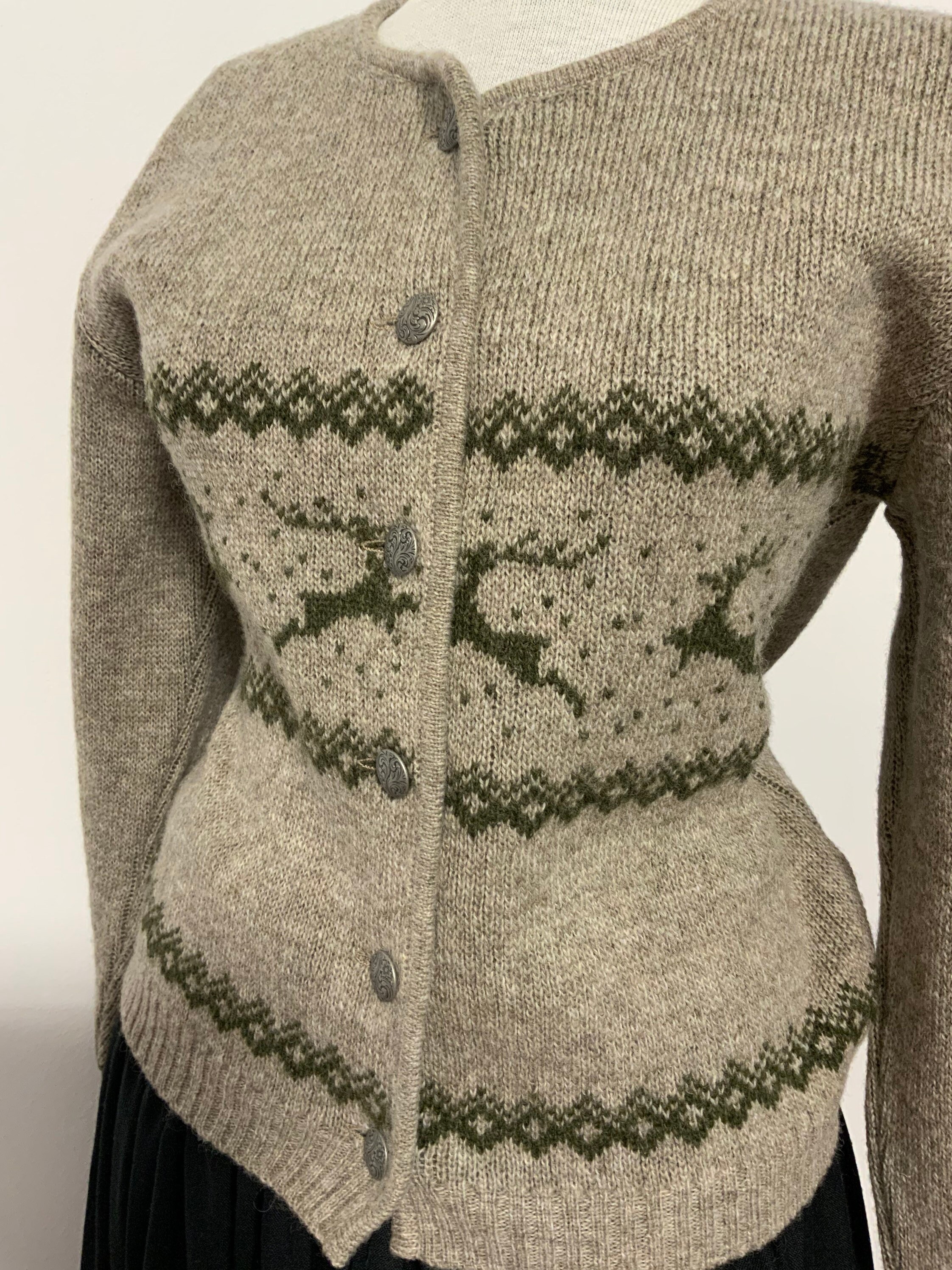 Tyrolean Brown Wool Antlers Sweater Brown Austrian Sweater | Etsy