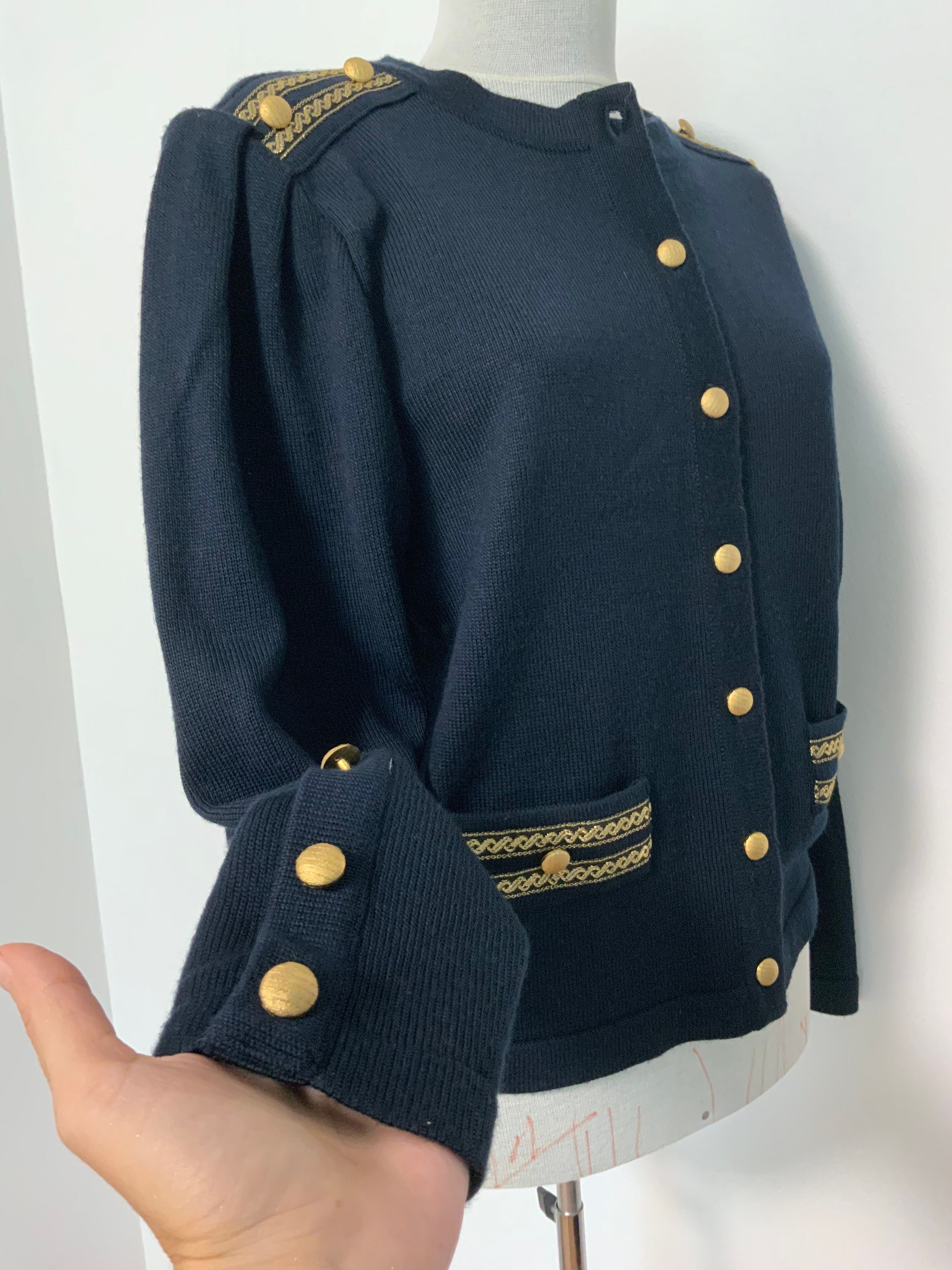 Navy Knit Sweater Golden Buttons Sweater Marine Inspired - Etsy