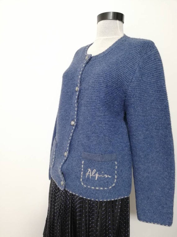 Tyrolean sweater, hand embroidery flowers, Austrian … - Gem