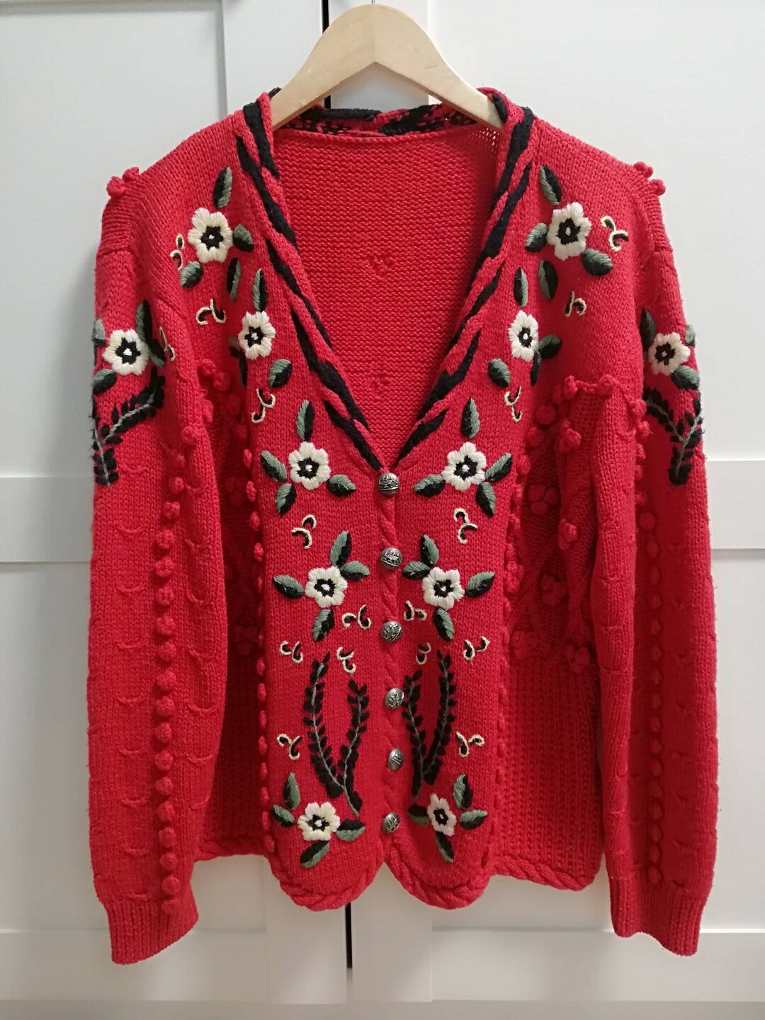 Tyrolean Sweater,handmade Embroidery Wool Austrian Sweater,bavarian ...