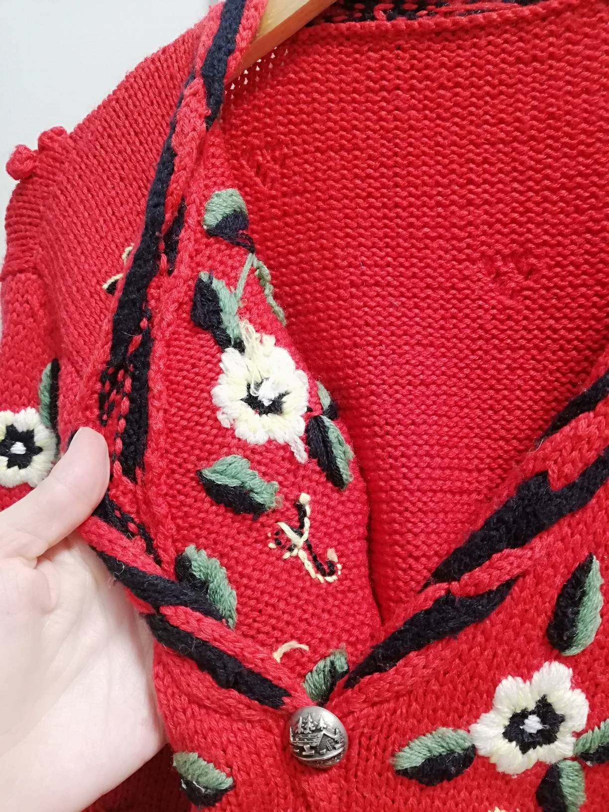 Tyrolean sweaterhandmade embroidery wool Austrian | Etsy