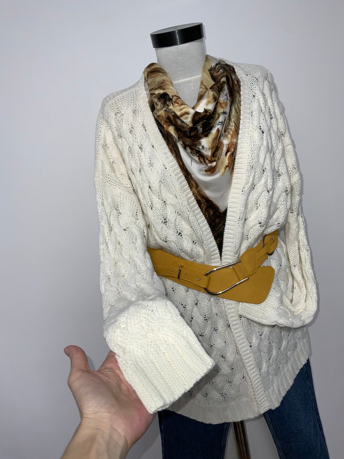 Cable Knit off White Knit Cardigan Cotton Knit Sweater - Etsy
