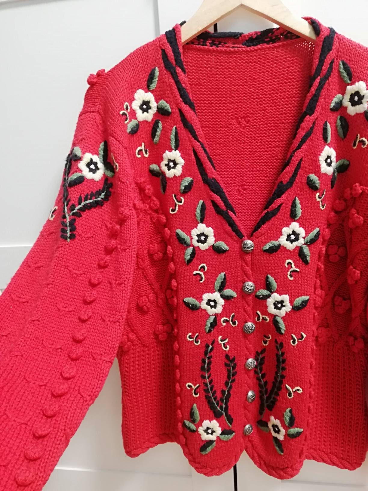 Tyrolean Sweater,handmade Embroidery Wool Austrian Sweater,bavarian ...