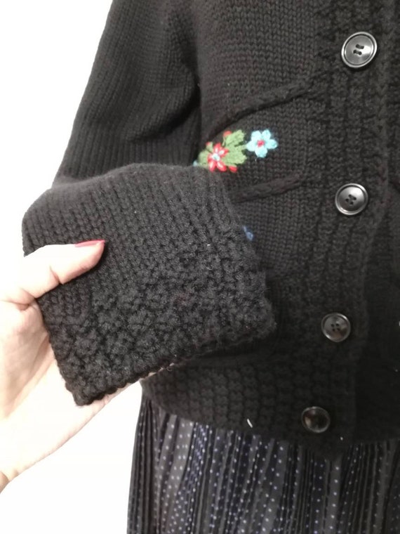 Tyrolean sweater, hand embroidery flowers, Austrian … - Gem