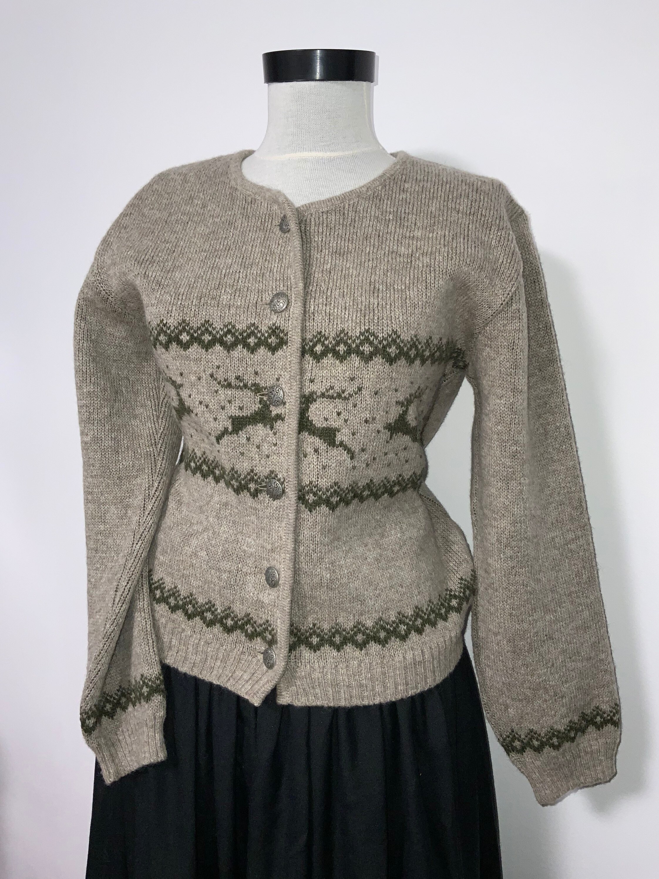 Tyrolean Brown Wool Antlers Sweater Brown Austrian Sweater - Etsy