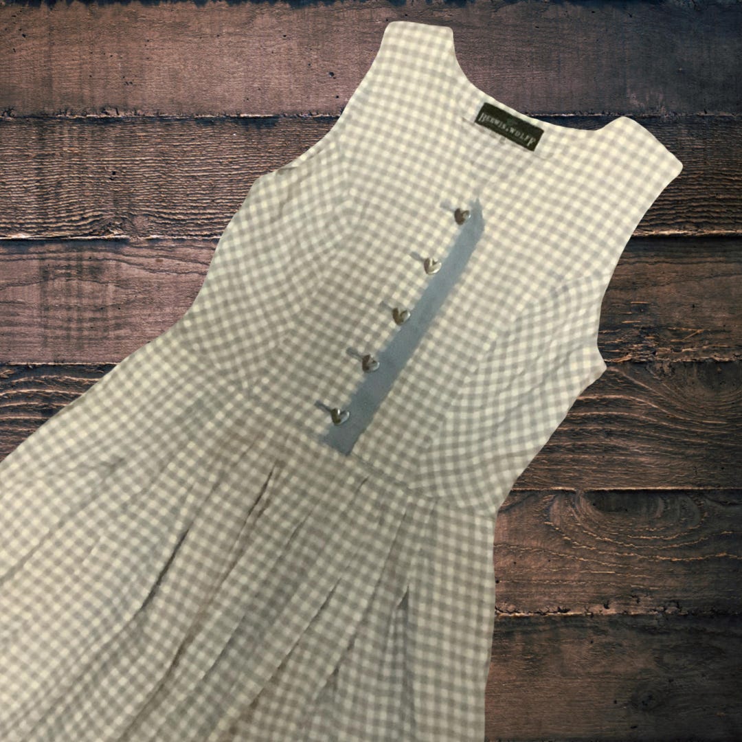 Vintage Blue Check Print Dress, Dirndl Trachten, Prairie Oktoberfest ...