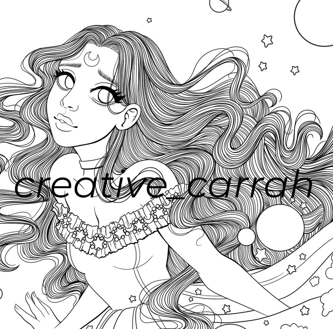 Galactic Princess [digital Coloring Page] - Etsy