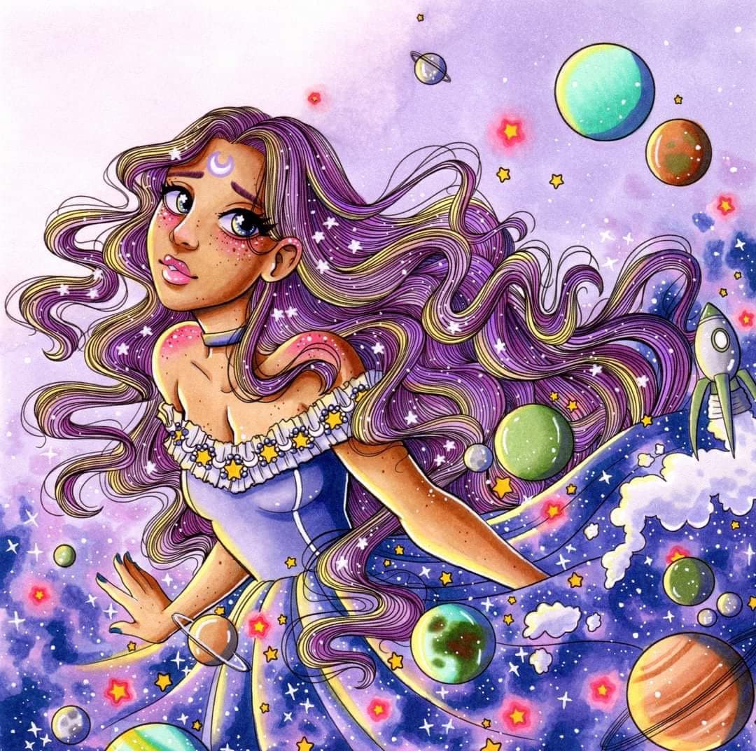 Galactic Princess [digital Coloring Page] - Etsy