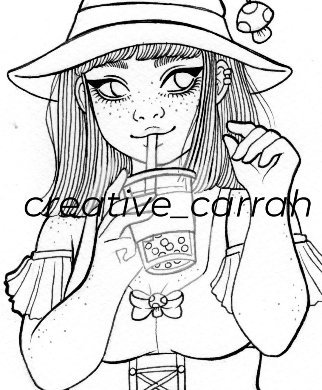 Mushroom Witch [coloring Page] - Etsy