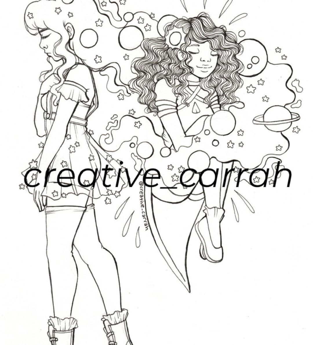 Selene & Heli [coloring Page] - Etsy