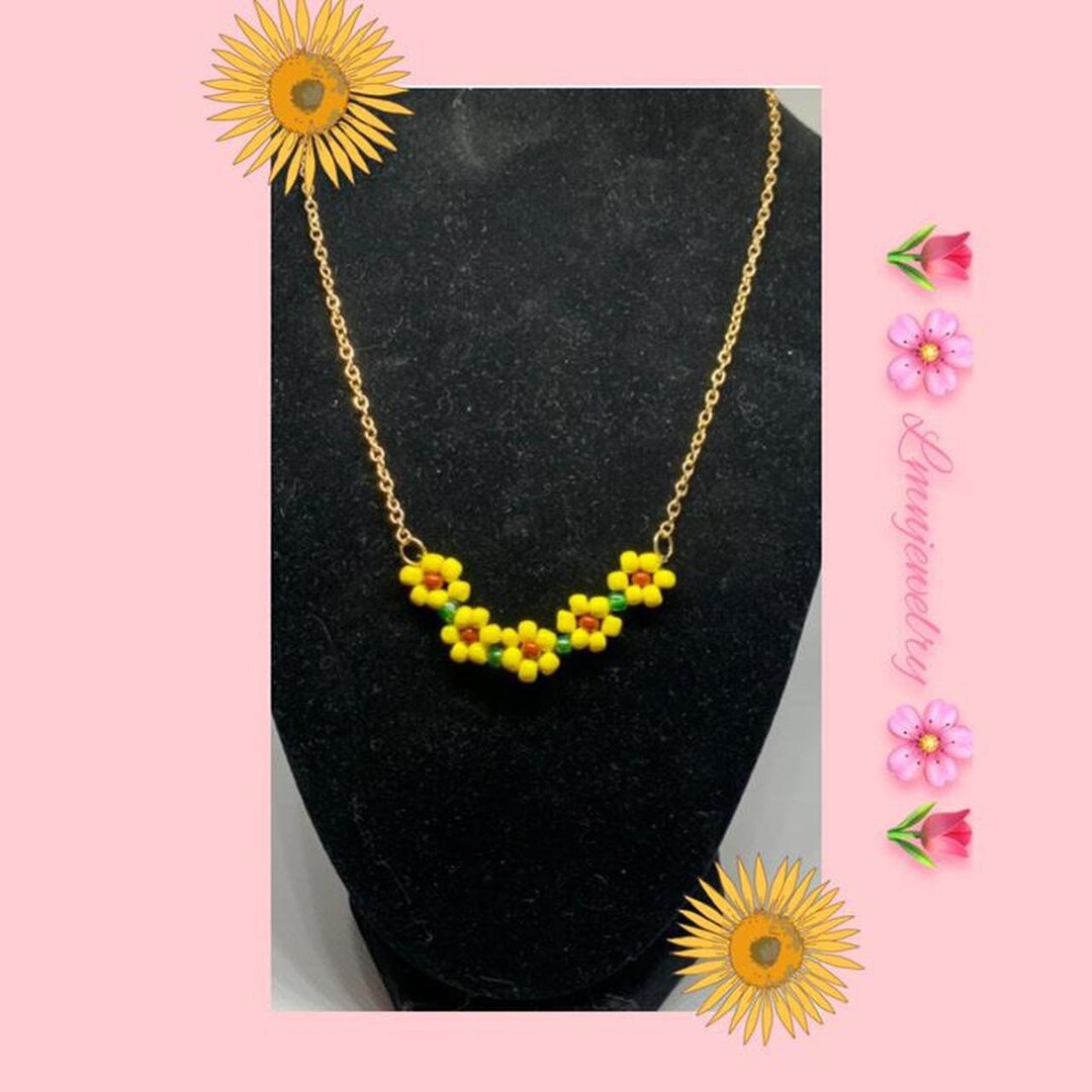 Sunflower Necklace | Sunflower Accessories | Sunflower Chain | Floral ...