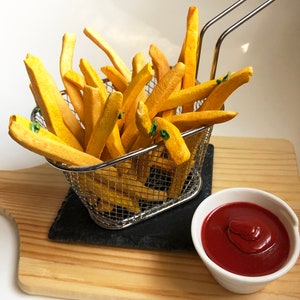 French Fries in a Basket Fries Sculpture Junk Food Sculpture Polymer ...
