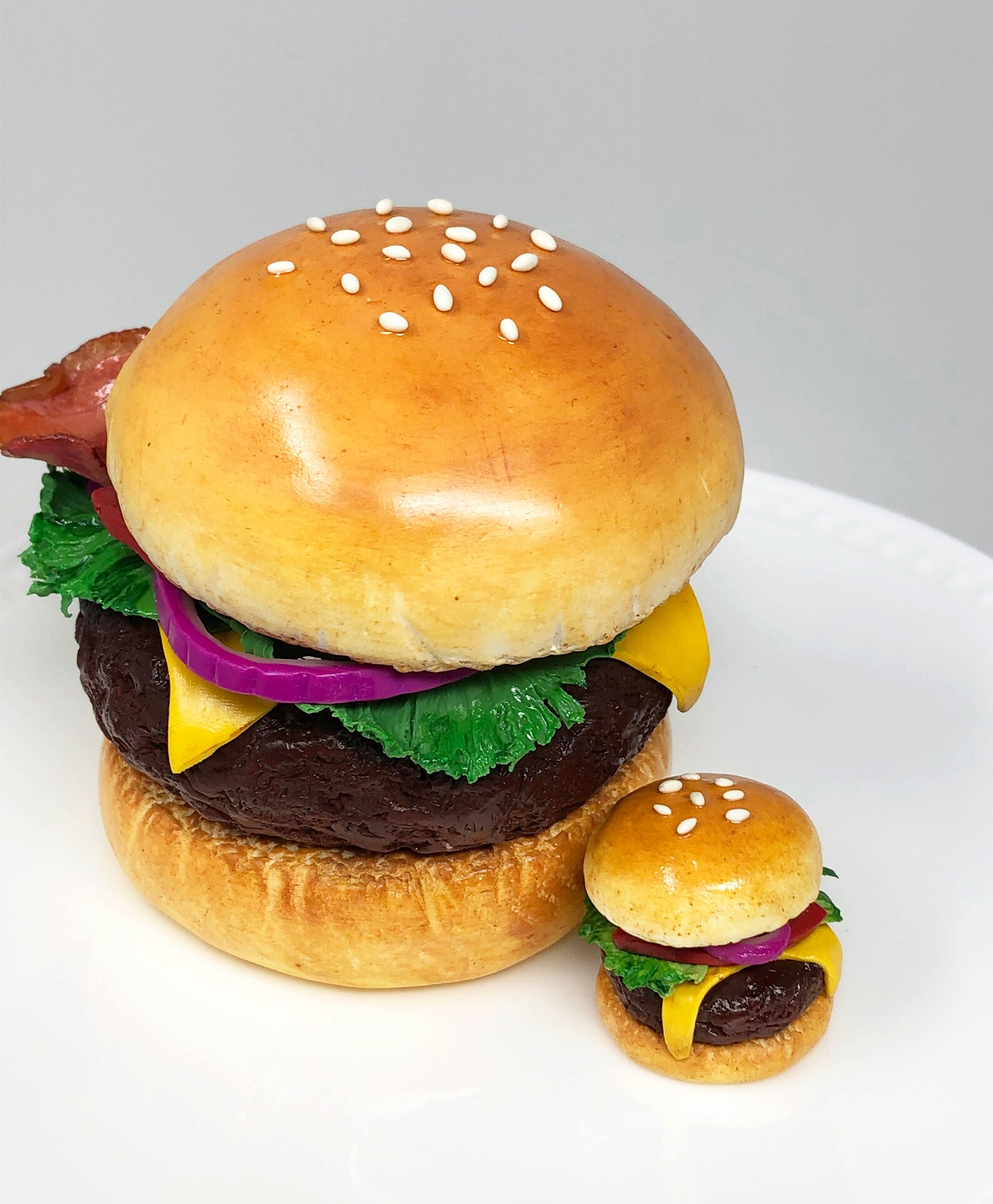 Burger Sculpture Junk Food Sculpture Fake Gourmet Burger Polymer Clay ...