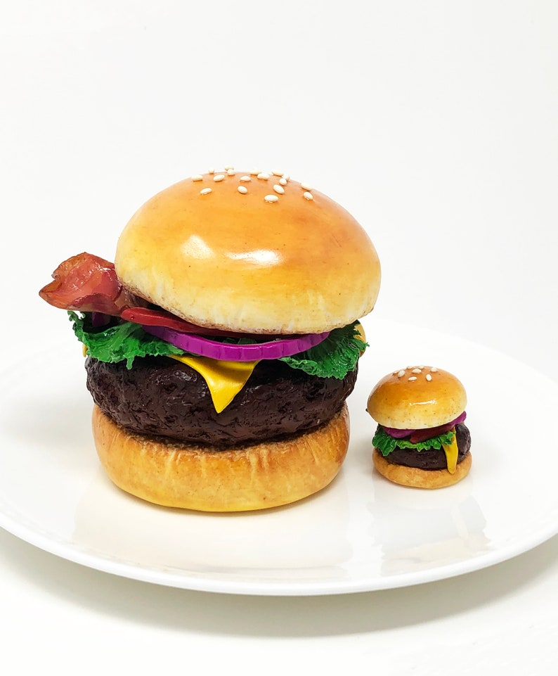 Burger Sculpture Junk Food Sculpture Fake Gourmet Burger Polymer Clay ...