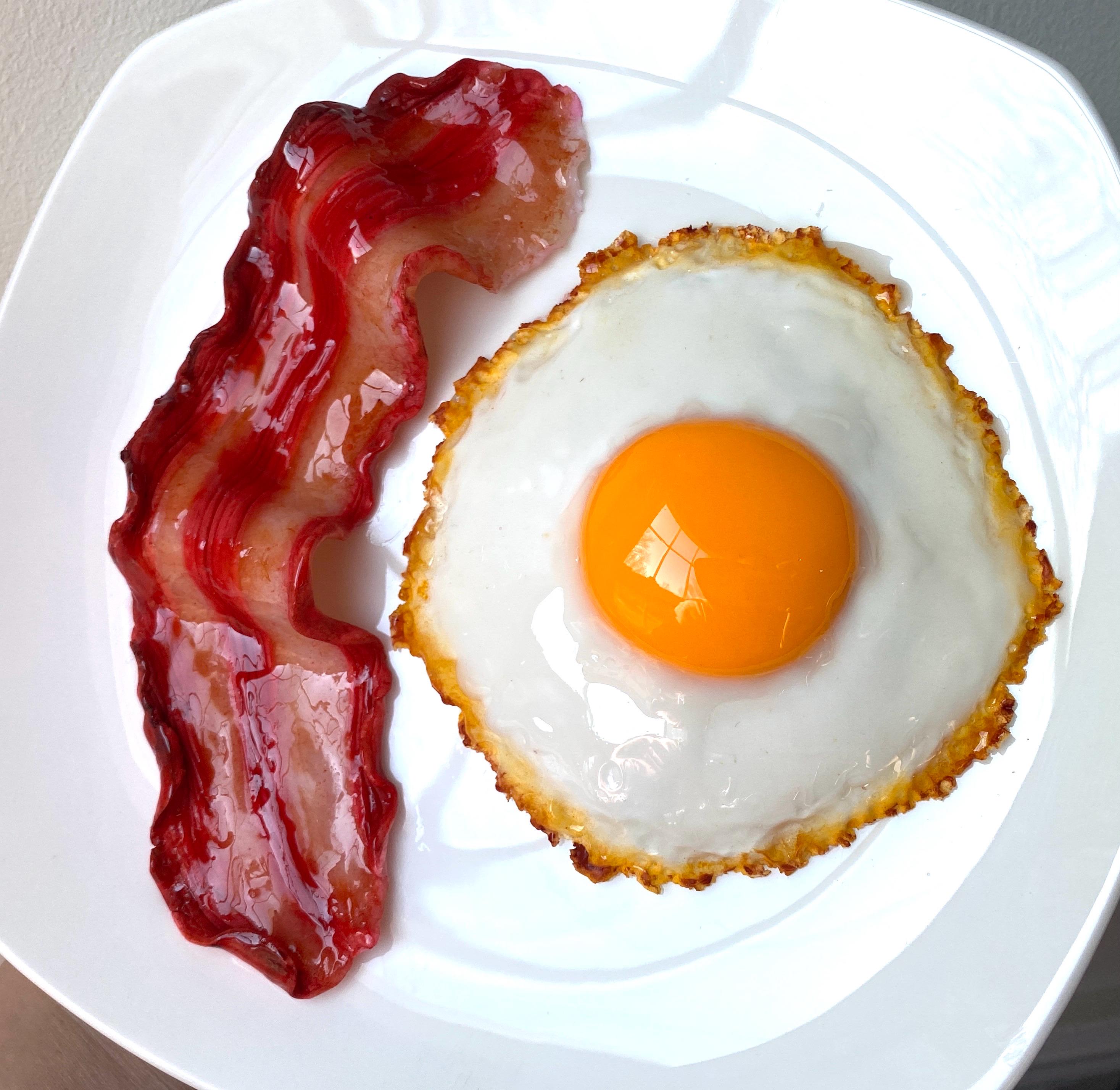 Bacon Fried Egg Sculpture - Food Sculpture - Clay Bacon Art - Food Art ...