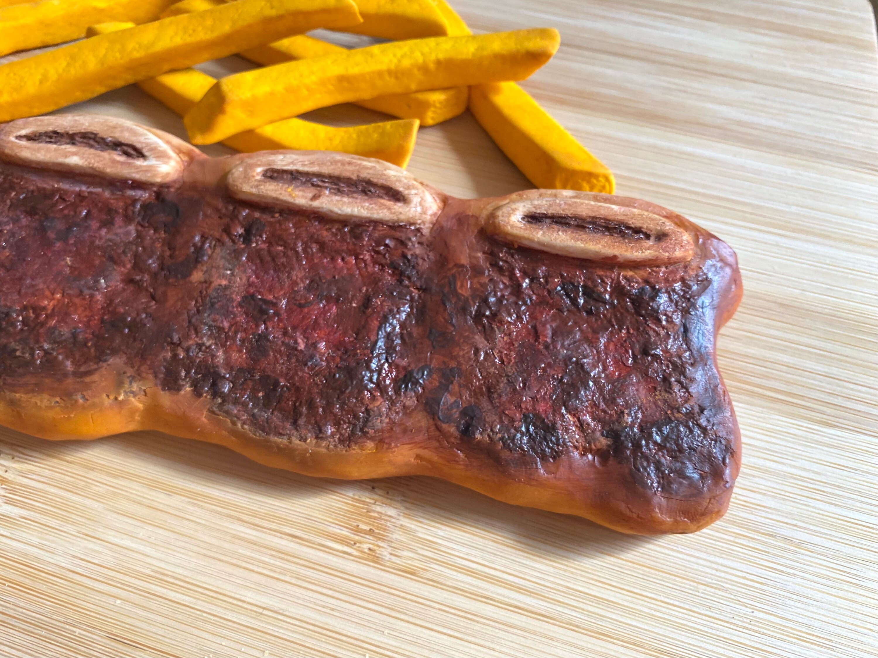 Beef Short Ribs With French Fries on Wooden Board • Short Ribs ...