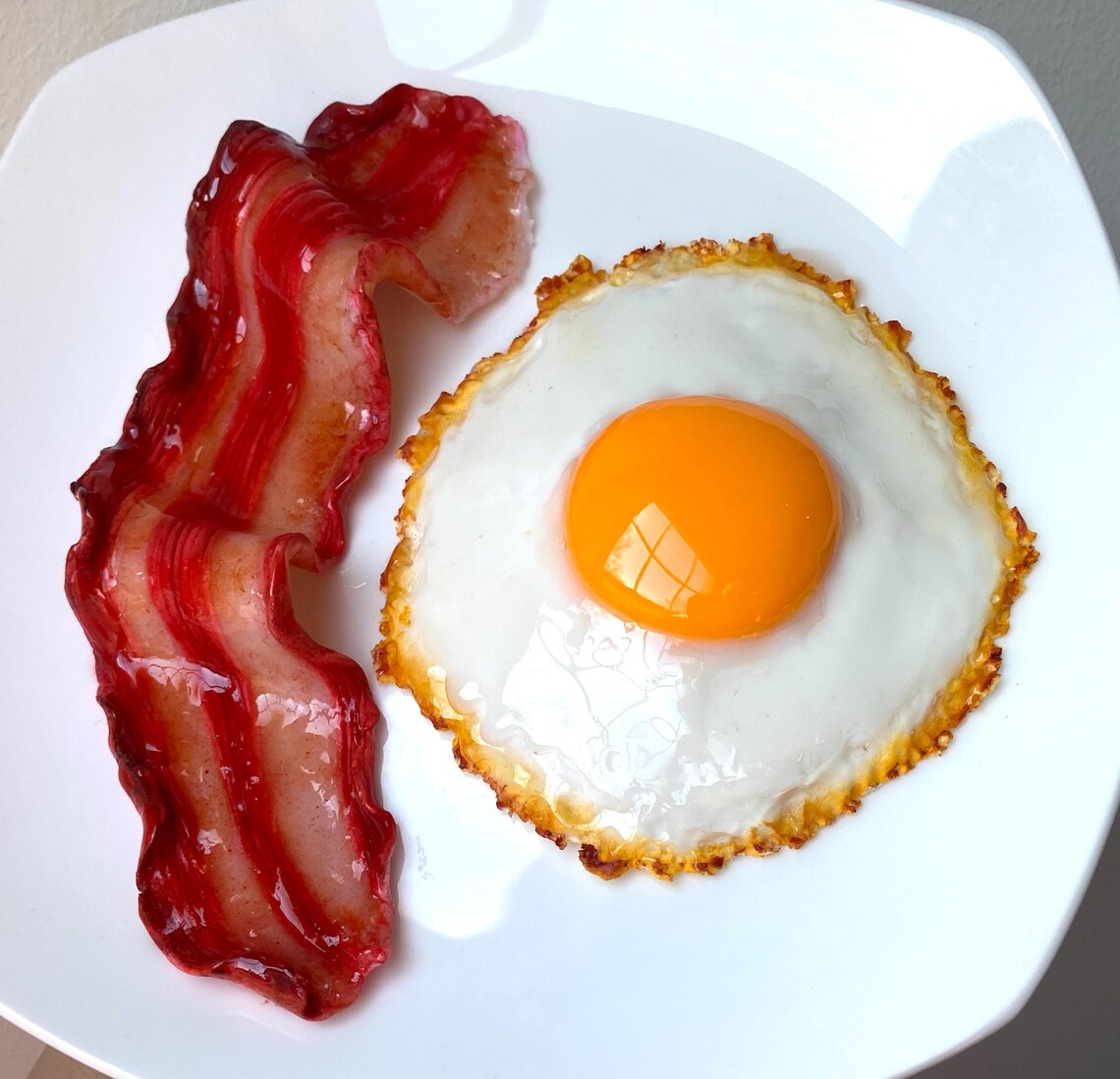 Bacon Fried Egg Sculpture - Food Sculpture - Clay Bacon Art - Food Art ...