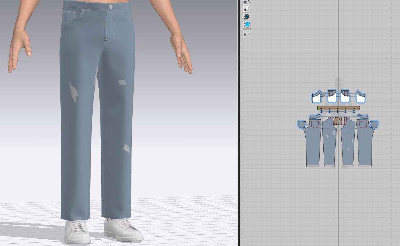 3D Digital Garment Men's Classic Vintage Jeans - Clo3d/marvelous ...